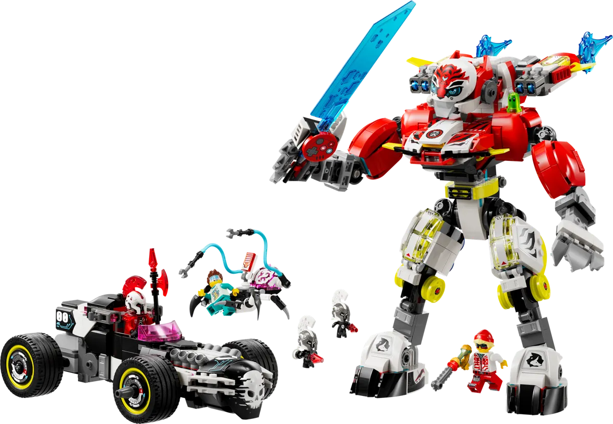 LEGO Cooper's Tiger Mech & Zero's Hot Rod Car (71497) | Brick Sleuth